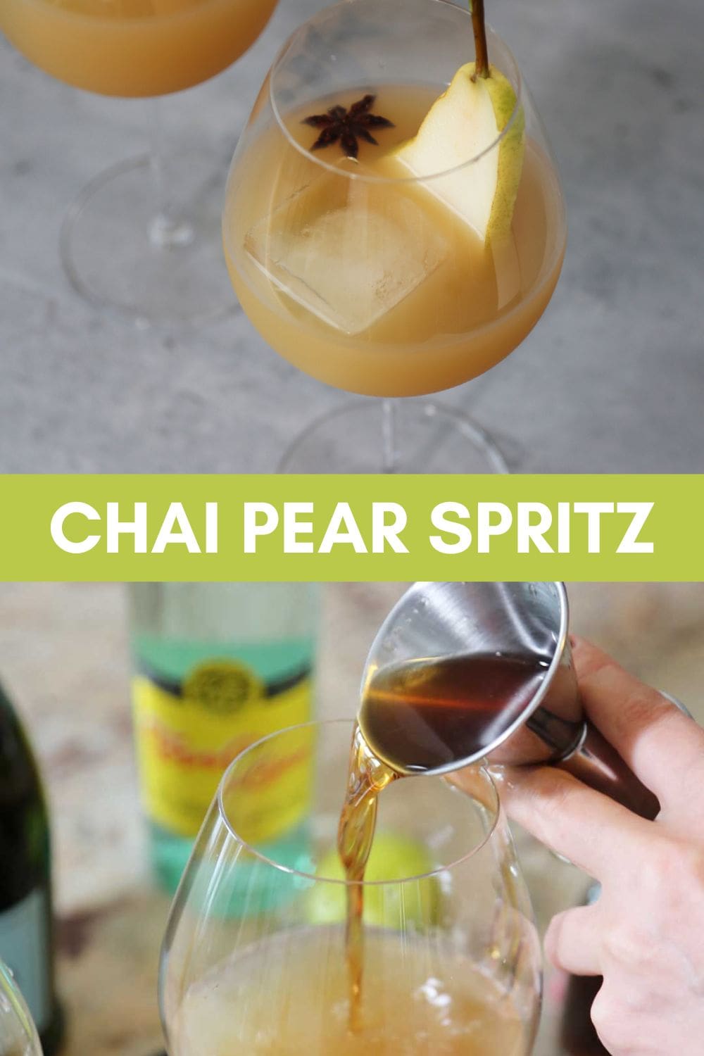 Spiced Chai Pear Spritz Recipe (Fall Bubbly Cocktail) - Very Obsessed